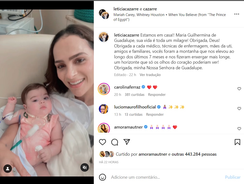 Filha De Juliano E Letícia Cazarré Recebe Alta Do Hospital Brasil123