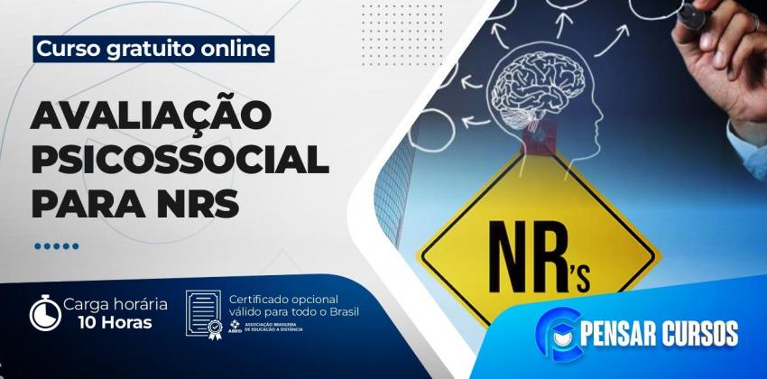 Site oferece CURSO GRATUITO de Avaliação Psicossocial para NRs